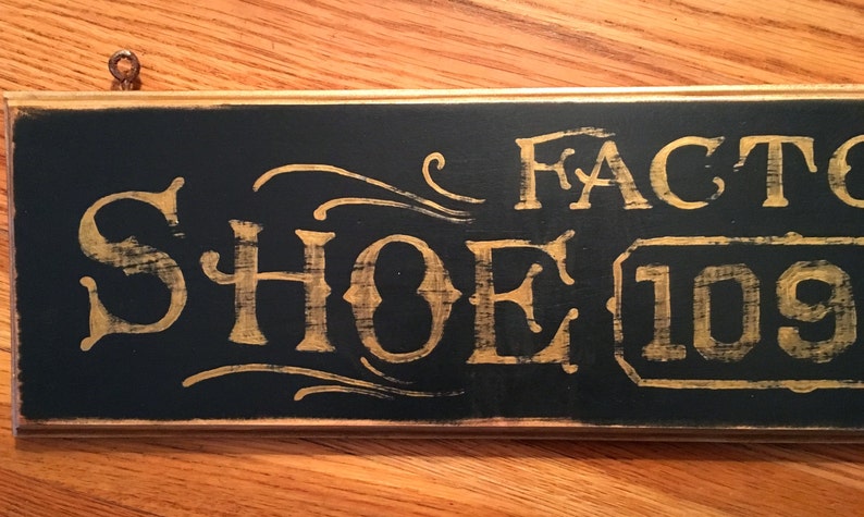 Factory Shoe Store sign/hand painted sign/black and gold | Etsy