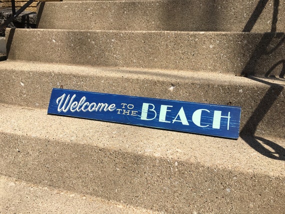 Welcome to the BEACH Sign/lake Sign/vintage Style Sign/blue | Etsy