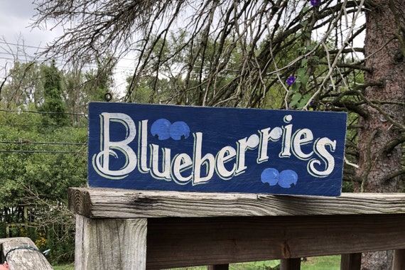 BLUEBERRIES Sign/blue Sign/hand Painted/antique Reproduction - Etsy