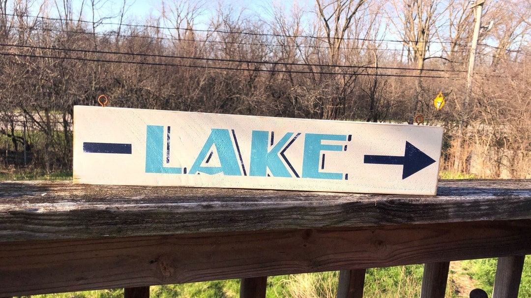 Lake Sign/rustic Style Sign/cottage Decor/directional Sign/arrow Sign ...