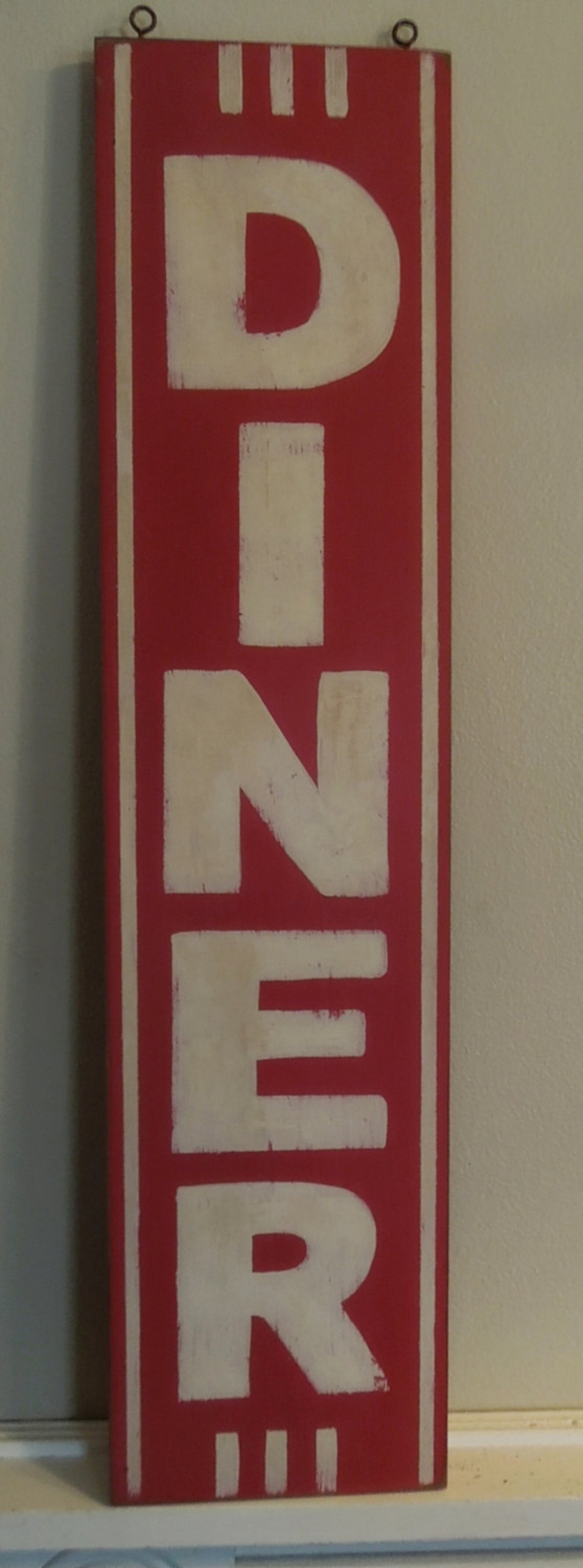 Retro DINER Sign/hand Painted/red Sign/kitchen Art/vertical - Etsy
