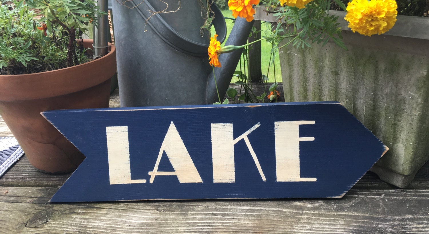 LAKE Sign/arrow Sign/hand Painted/directional Sign/cottage Decor/cabin ...