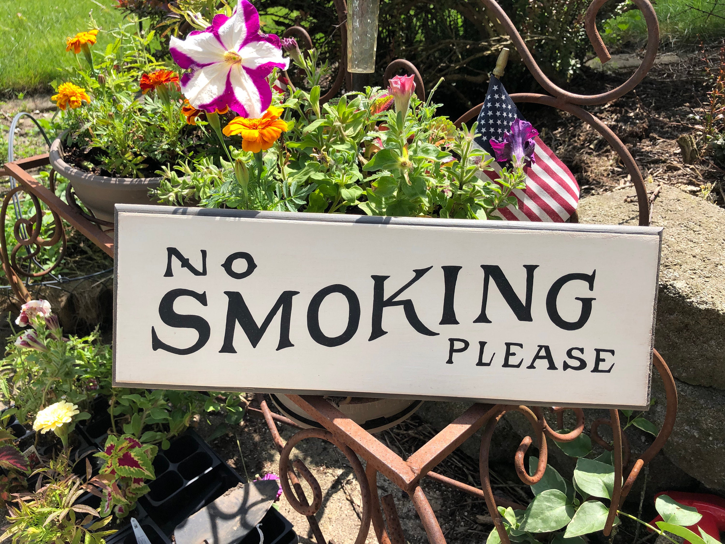 NO SMOKING PLEASE Sign/vintage Style Sign/ Hand Painted Sign/distressed ...