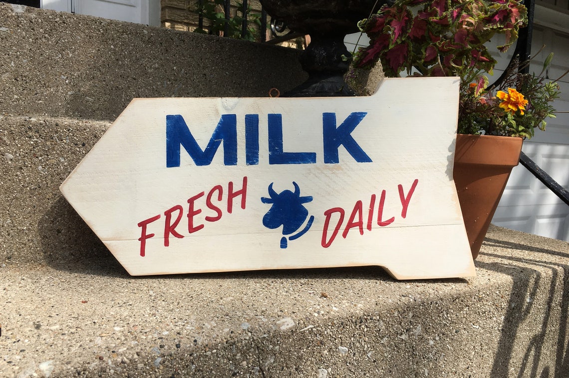 MILK Fresh Daily Sign/antique Reproduction/farmstand Sign/roadside ...