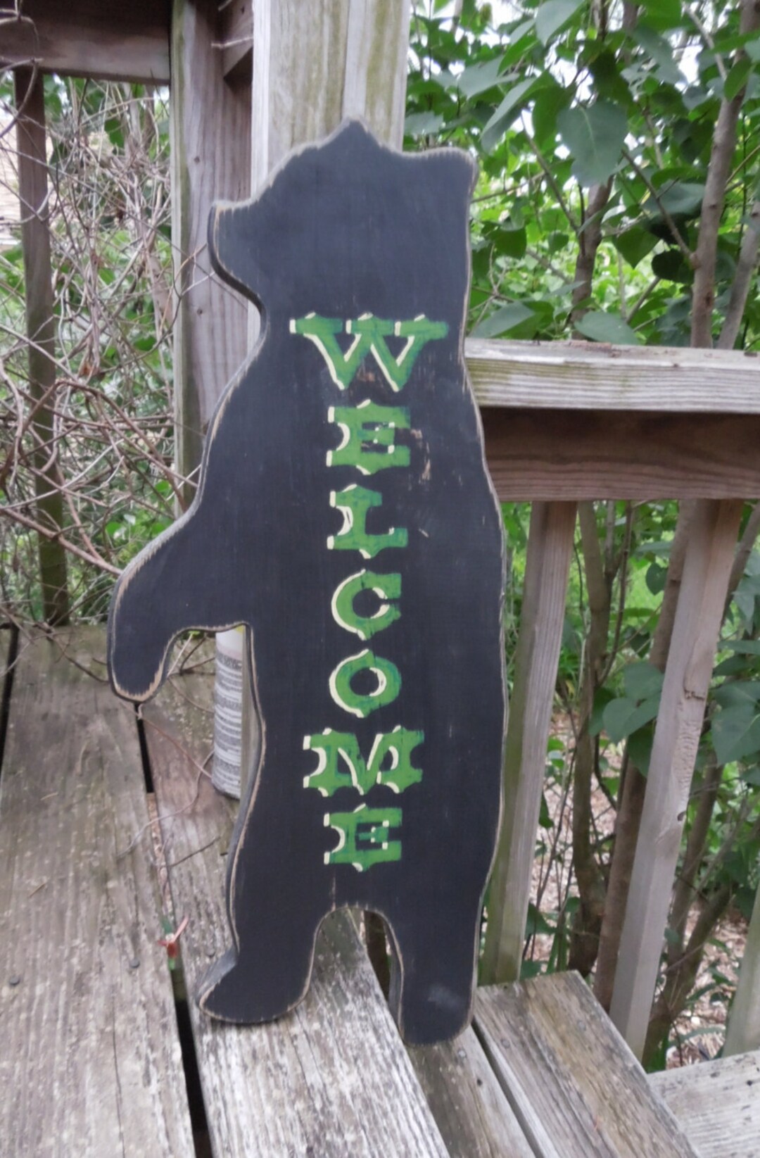 Bear WELCOME Sign/rustic Sign/primitive Sign/rustic Sign/bear Sign ...