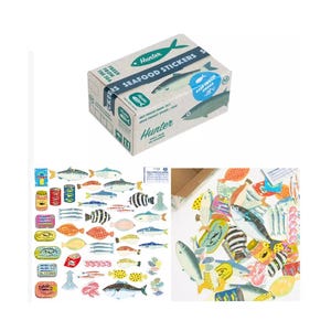 Diary Scrapbook Greeting Life Paper Box Sticker Label - Fish Seafood ...