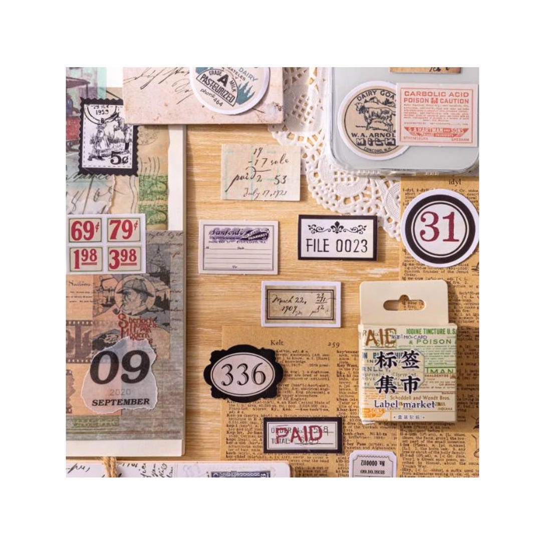 Diary Scrapbook Sticker Label Seal Pack Market Label (46 Stickers) - Etsy