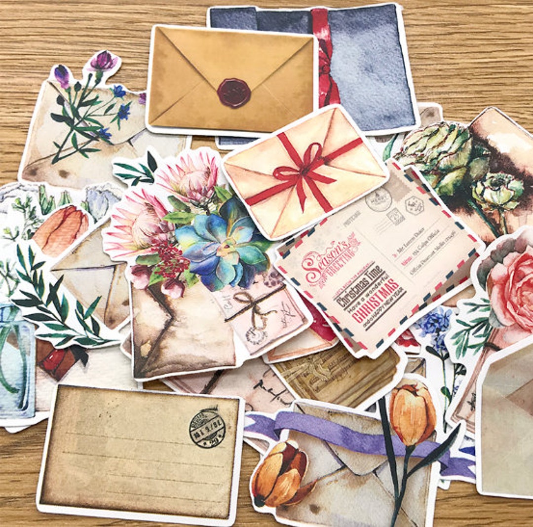 Diary Scrapbook Sticker Label Seal Pack Retro Floral Letter (21 ...