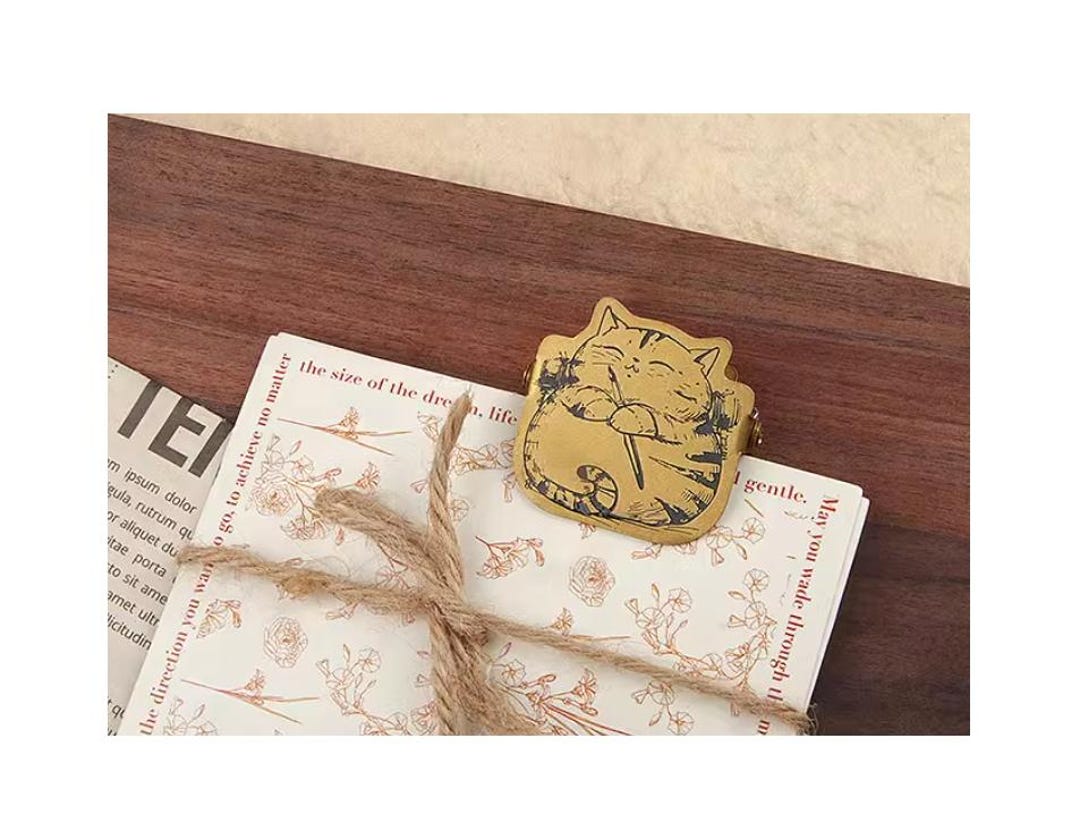 Diary Scrapbook Brass Paperclip Painting Fat Cat - Etsy