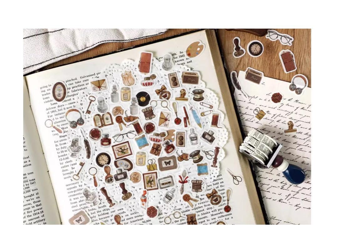 Diary Scrapbook Sticker Label Seal Pack Stationery 100 Stickers - Etsy