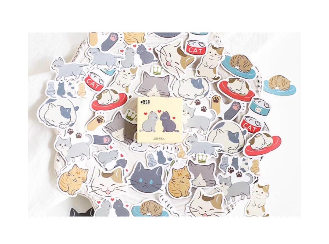 Diary Scrapbook Sticker Label Seal Pack Cat Daily (45 Stickers) - Etsy