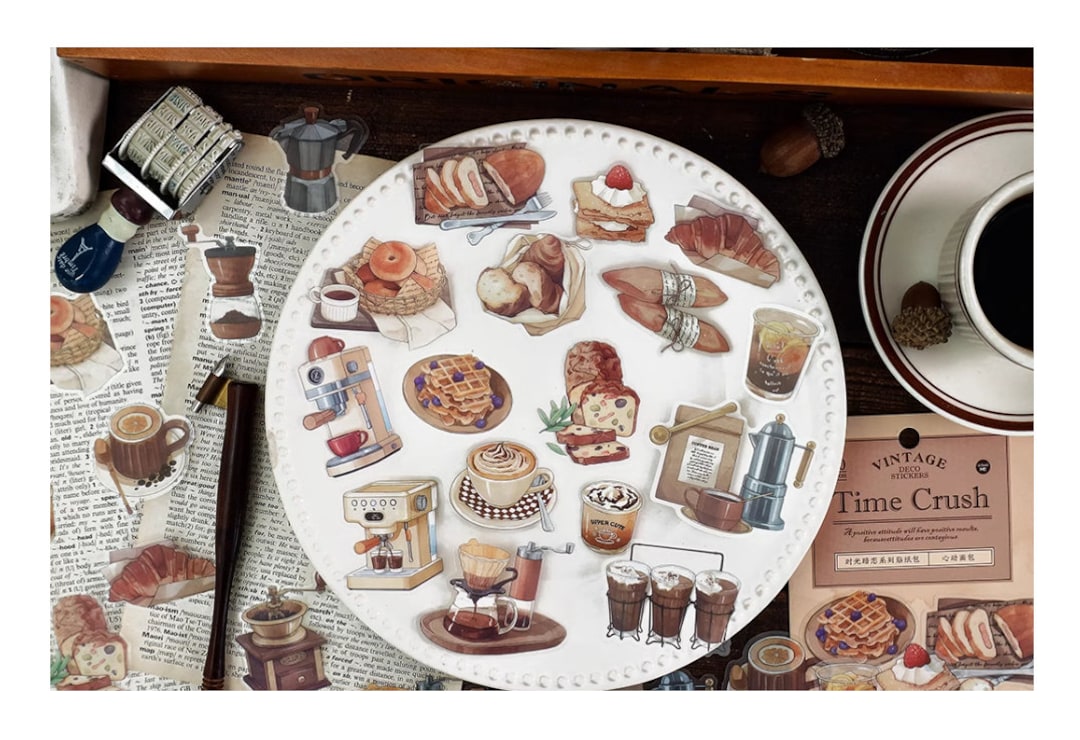 Diary Scrapbook Sticker Label Pack - Coffee Time - Etsy