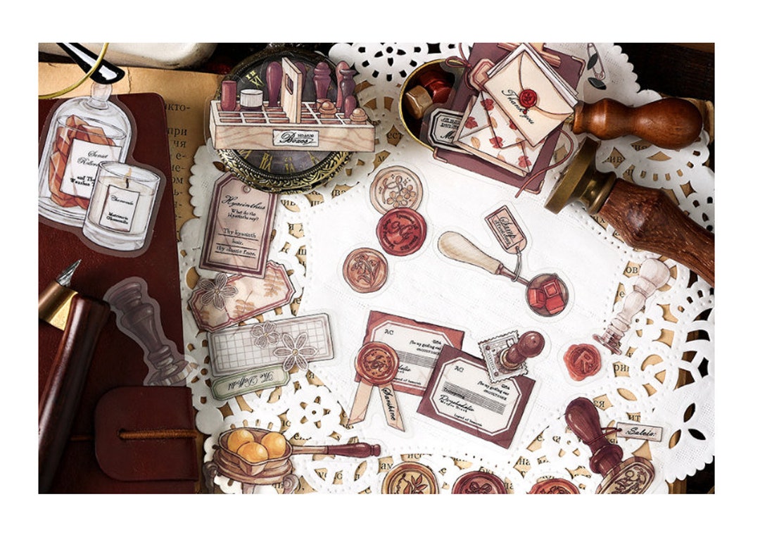 Diary Scrapbook Sticker Label Pack - Retro Wax Seal - Etsy