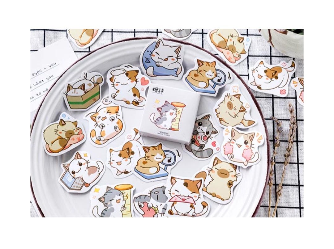 Diary Scrapbook Sticker Label Seal Pack Naughty Cat (45 Stickers) - Etsy