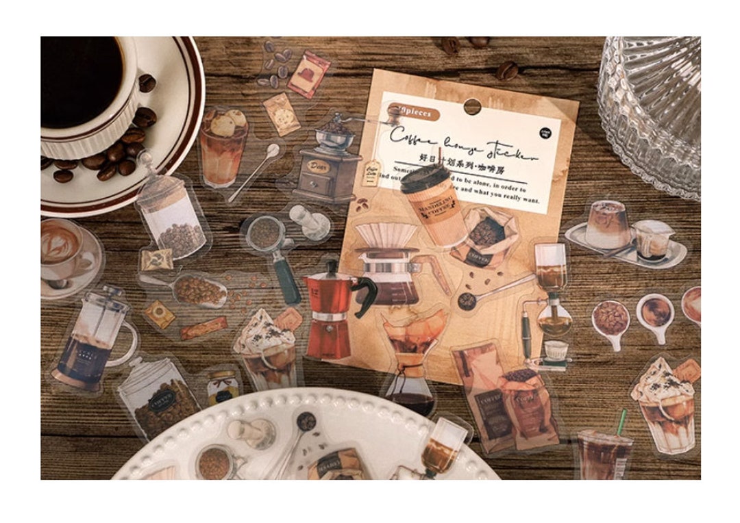 Diary Scrapbook Sticker Label Pack - Coffee Lounge - Etsy