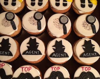 Spy / Secret Agent Birthday Cupcake Toppers, Spy Circles, Spy Cake ...
