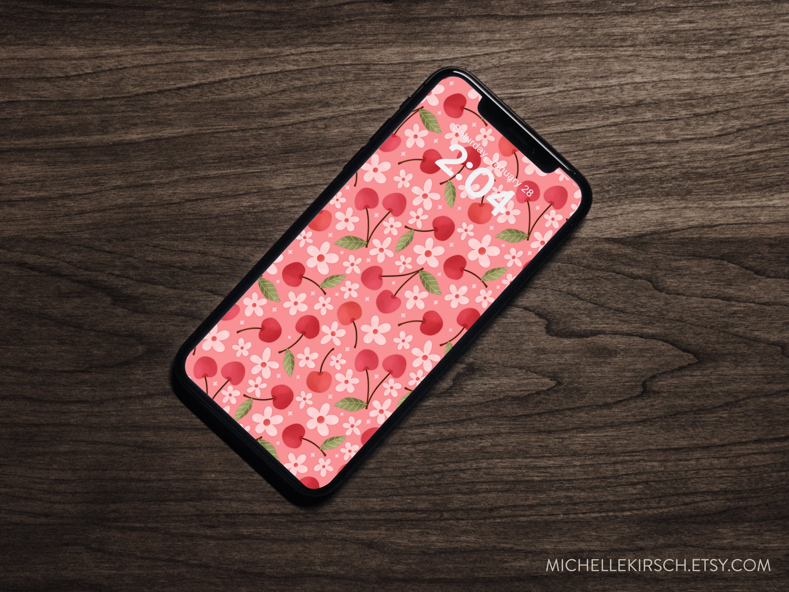 Cherry Phone Wallpaper | iPhone Wallpaper | Pink Cherries iPhone ...