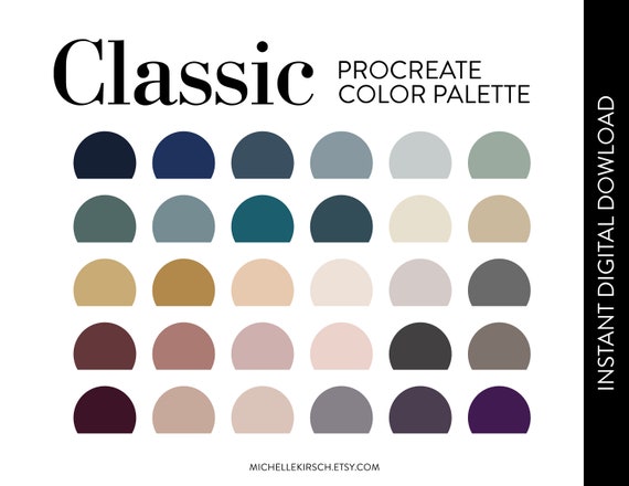 CLASSIC Procreate Color Palette 30 Classic Elegant Colors | Etsy