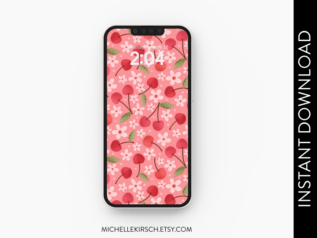 Cherry Phone Wallpaper | iPhone Wallpaper | Pink Cherries iPhone ...