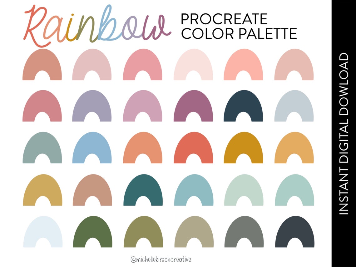 RAINBOW Procreate Color Palette 30 Cheerful Rainbow Colors Made for ...