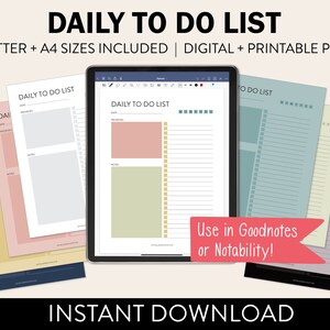 Daily to Do List | Printable + Digital to Do List | Goodnotes ...