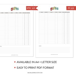 Printable Gift Tracker PDF Worksheet Rainbow Style PDF Birthday ...