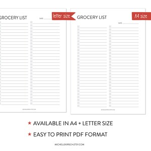 Printable Grocery List PDF Worksheet Black & White Grocery - Etsy