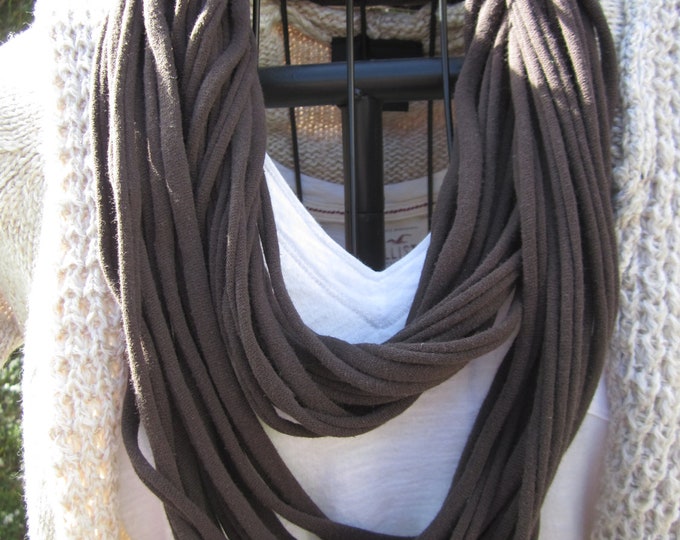 Upcycled BROWN T-shirt Infinity Scarf - Etsy