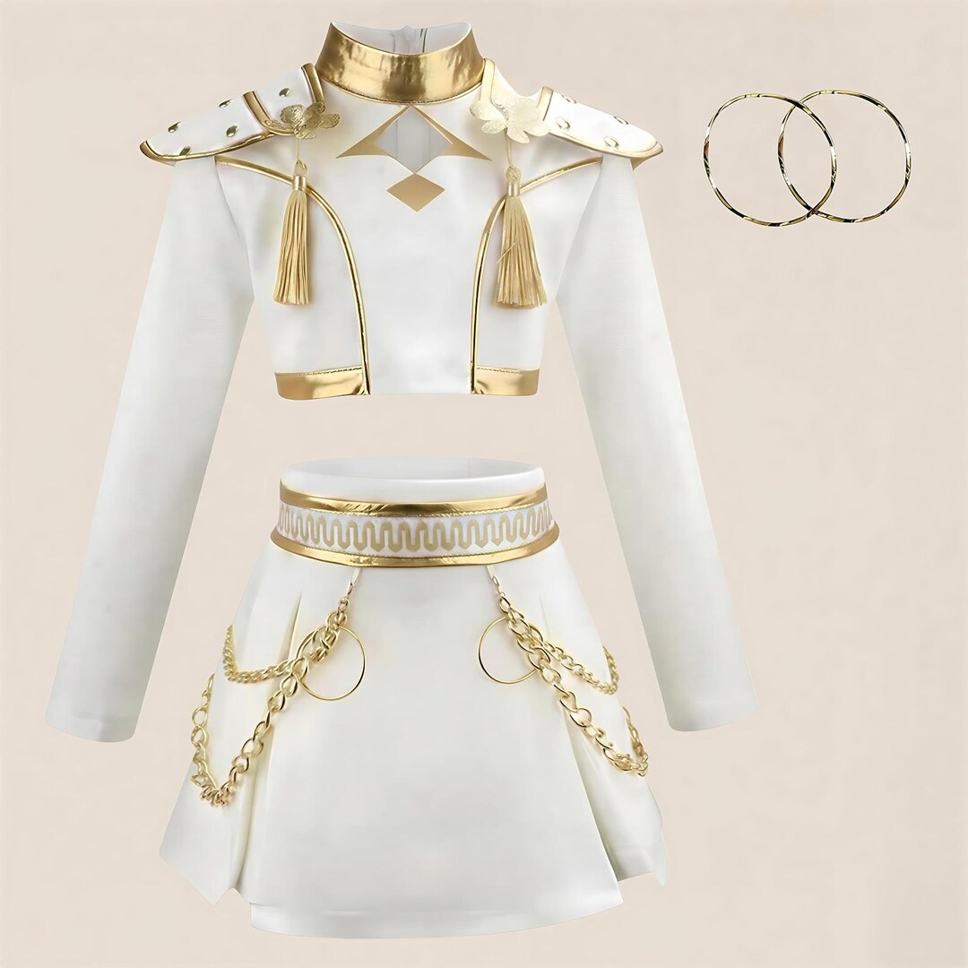 Girls K Pop Rumi Inspired Costume Set, White Gold, 3 Piece Kids ...