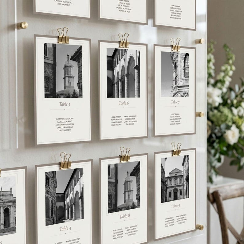 Wedding Seating Chart Cards | Photo Table Signs | Travel Theme Wedding ...