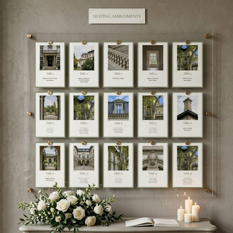 Wedding Seating Chart Cards | Photo Table Signs | Travel Theme Wedding ...