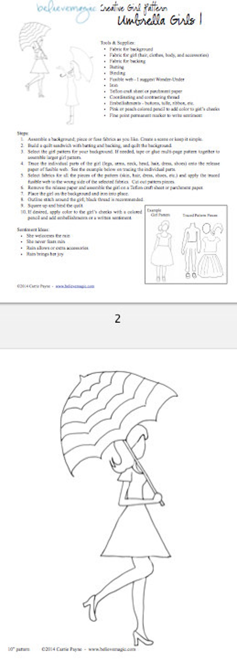 Appliqué Quilt Pattern - Umbrella Girls 1 Pattern - PDF - Etsy