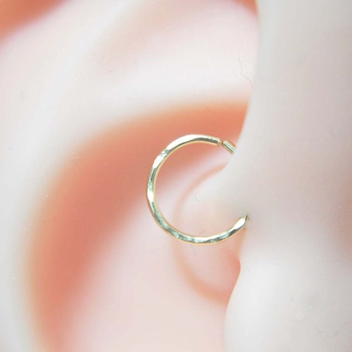Hammered Gold Filled Tragus Hoop Tiny Hoop Earring Septum | Etsy