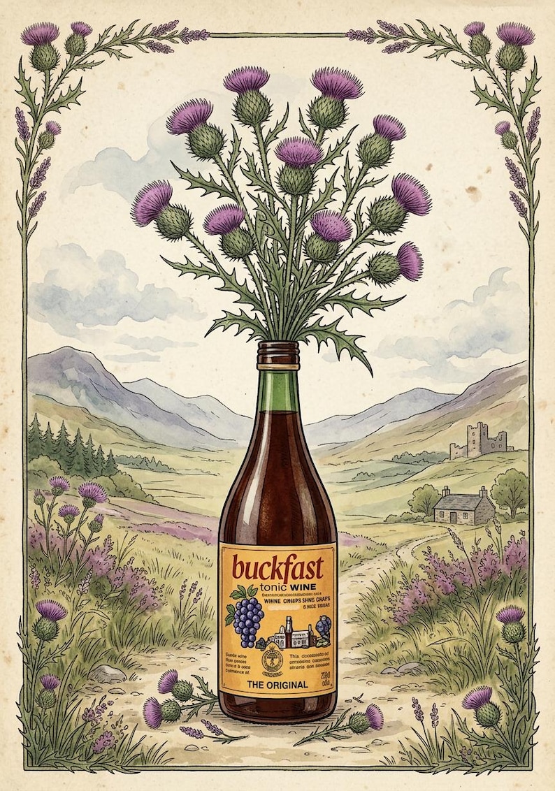 Buckfast & Thistles Scottish Highlands Art Print - Etsy