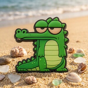 Funny Alligator 3D PVC Patch Cartoon Croc Rubber Badge Cute Animal ...