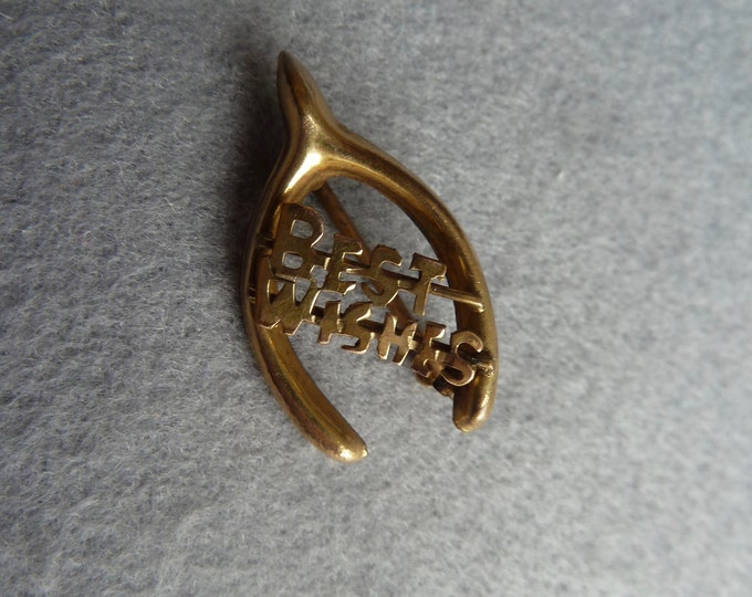 Antique Edwardian Rolled Gold 'BEST WISHES' Wishbone Brooch | Good Luck ...