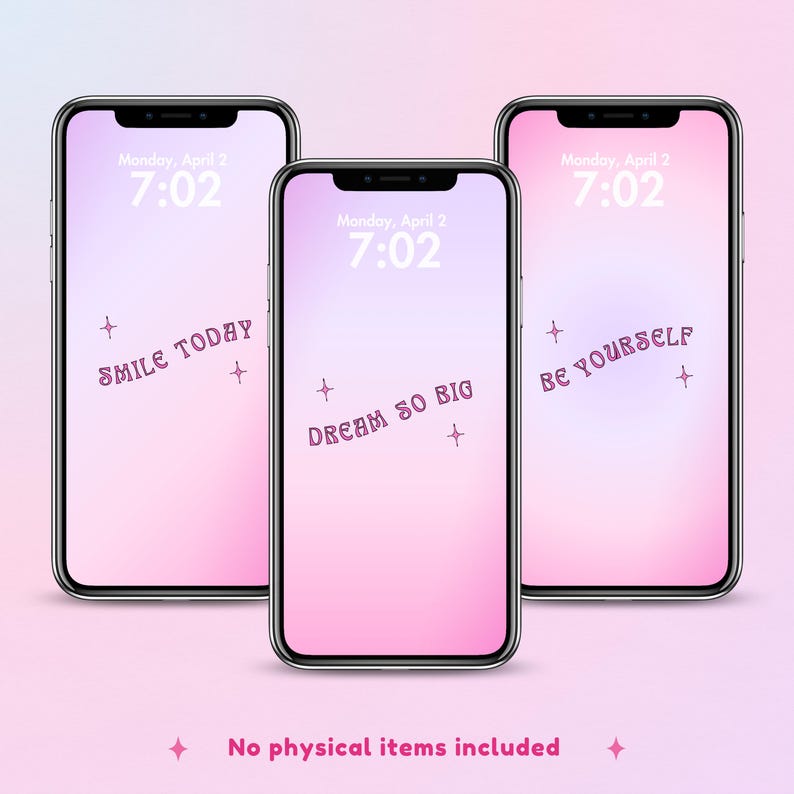 Dreamy Pink Gradient Phone Wallpapers, Motivational Set (digital ...