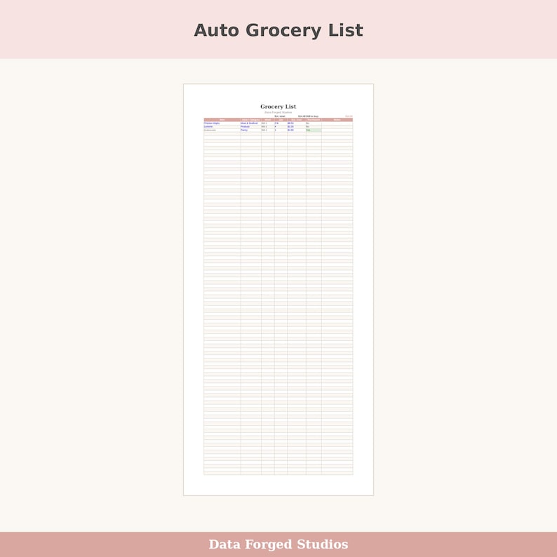 Weekly Meal Planner Spreadsheet, Auto Grocery List, Recipe Box (digital ...