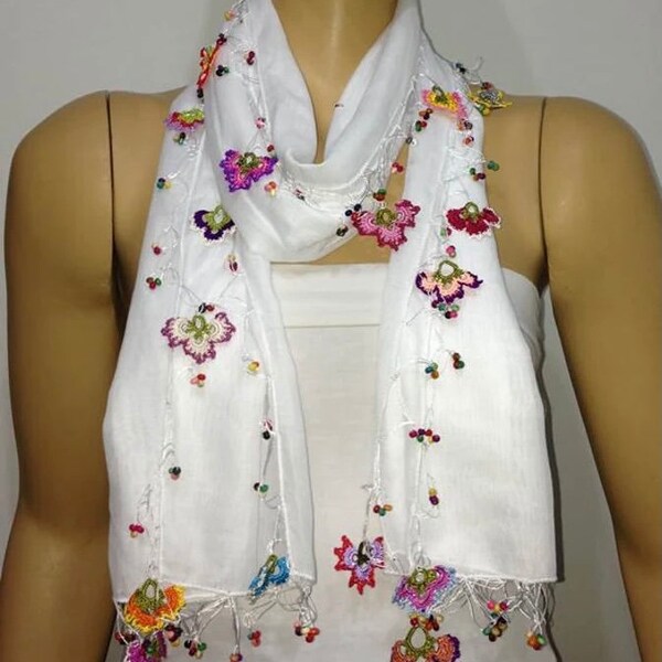 Scarf With Beads - Etsy