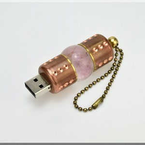Natural Rose Quartz Stone 8/16/32/64/128GB USB Flash Drive - Etsy