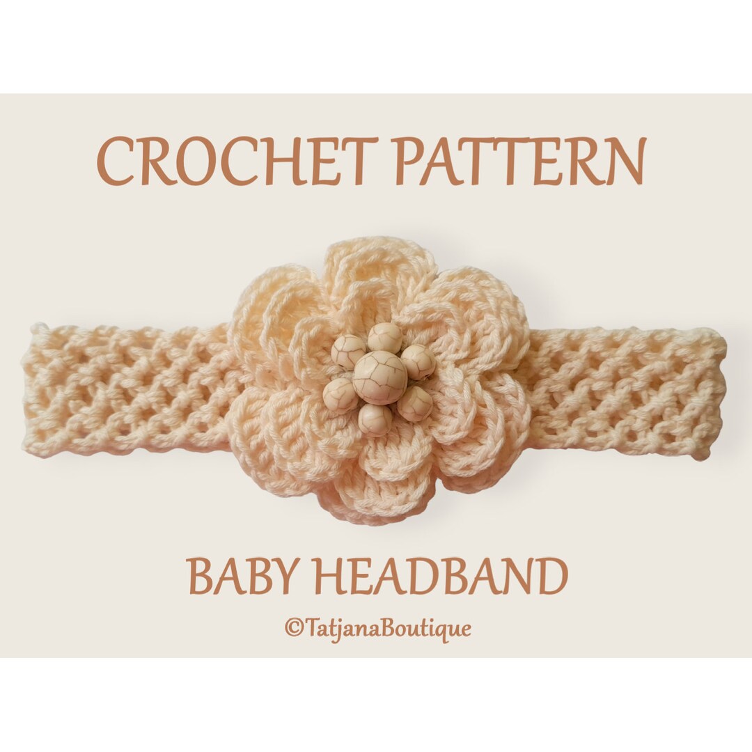 Crochet Pattern Baby Headband, Cotton Baby Stretchy Headband With ...