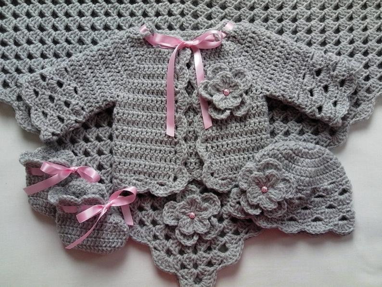 Crochet Pattern Baby Blanket Hat Cardigan & Booties Baby - Etsy