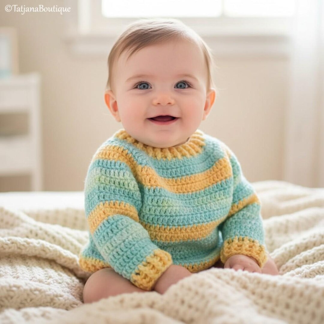 Crochet Baby Sweater Pattern, Unisex Jumper, PDF #188 - Etsy