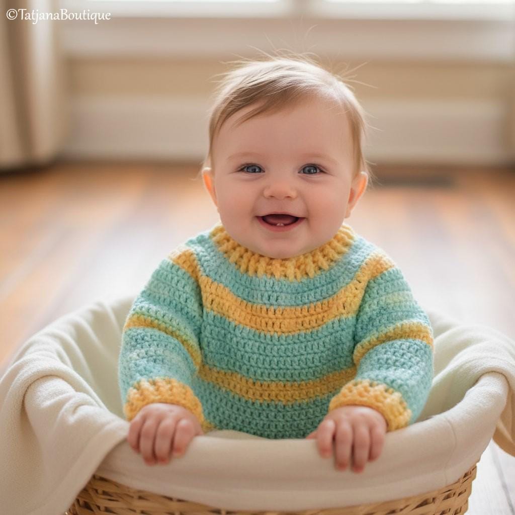 Crochet Baby Sweater Pattern, Unisex Jumper, PDF #188 - Etsy