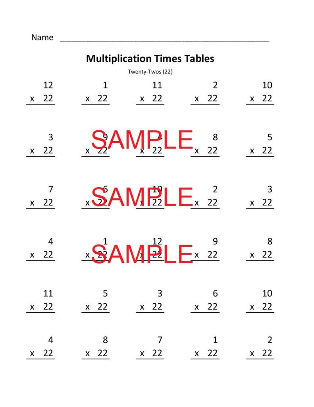 Multiplication Practice Worksheets 1-6 (33 Sheets) - Etsy