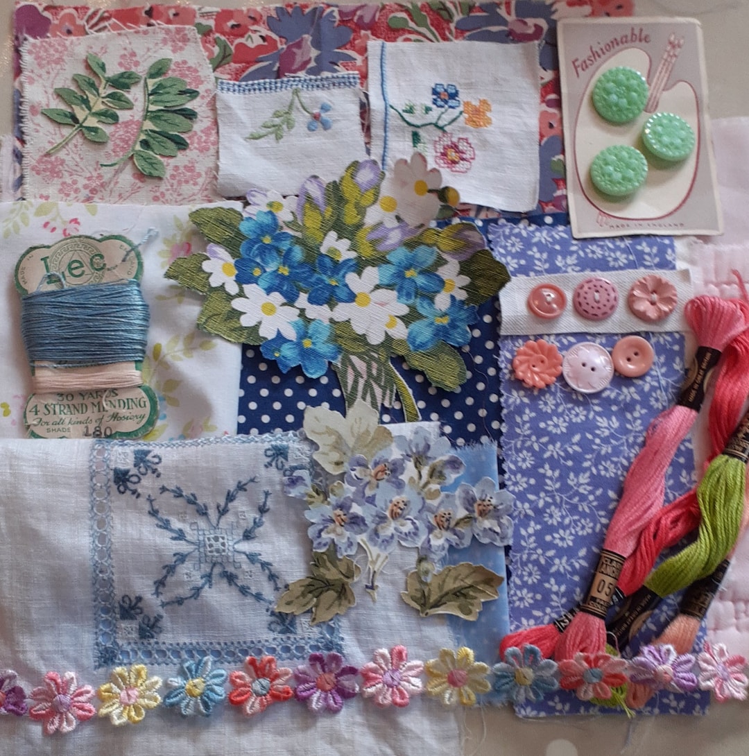 Slow Stitch Bundle, Inspiration Pack of Fabric, Buttons, Embroidery ...