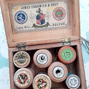 James Chadwick and Brother Sewing Cotton, Mauchline Ware Wooden Box ...