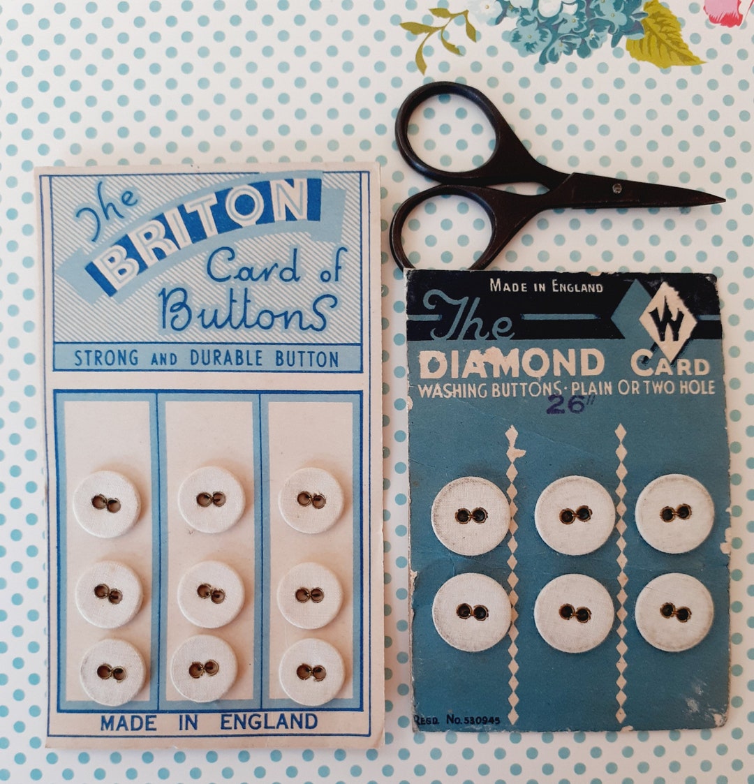 Linen Vintage Buttons, the Briton Card of Buttons and the Diamond Card ...
