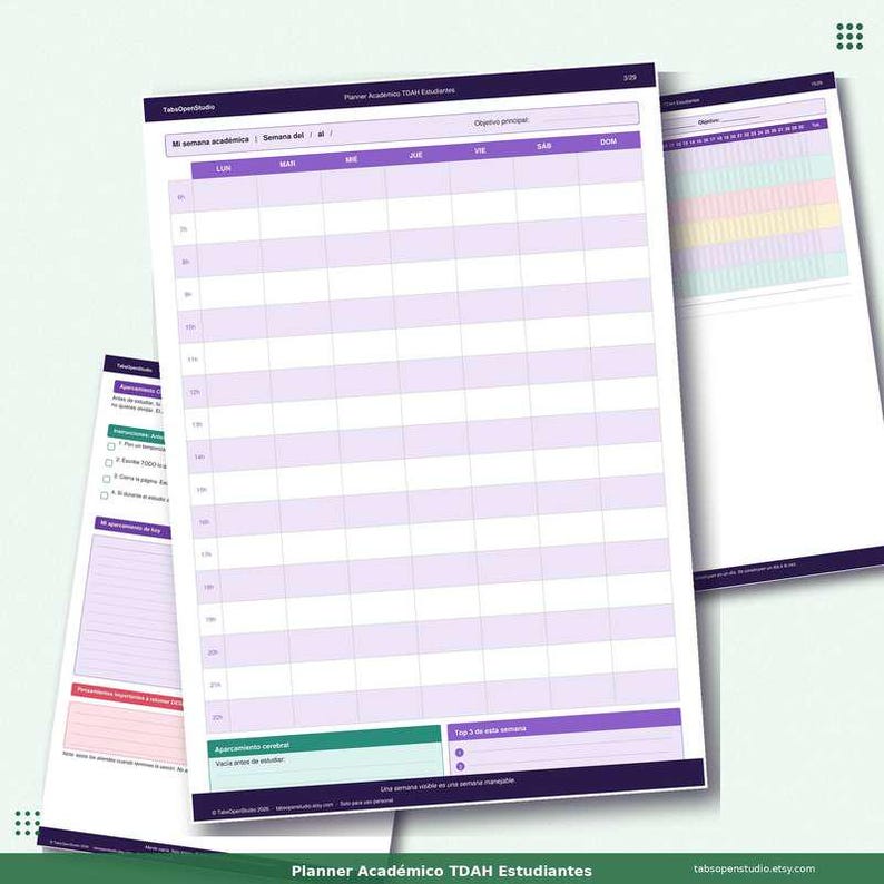 Academic Planner for ADHD Brains | Study Schedule, Exam Countdown (PDF ...