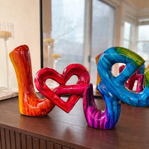 Metal LOVE Sculpture – Hand-painted Colorful Modern Home Decor Art - Etsy